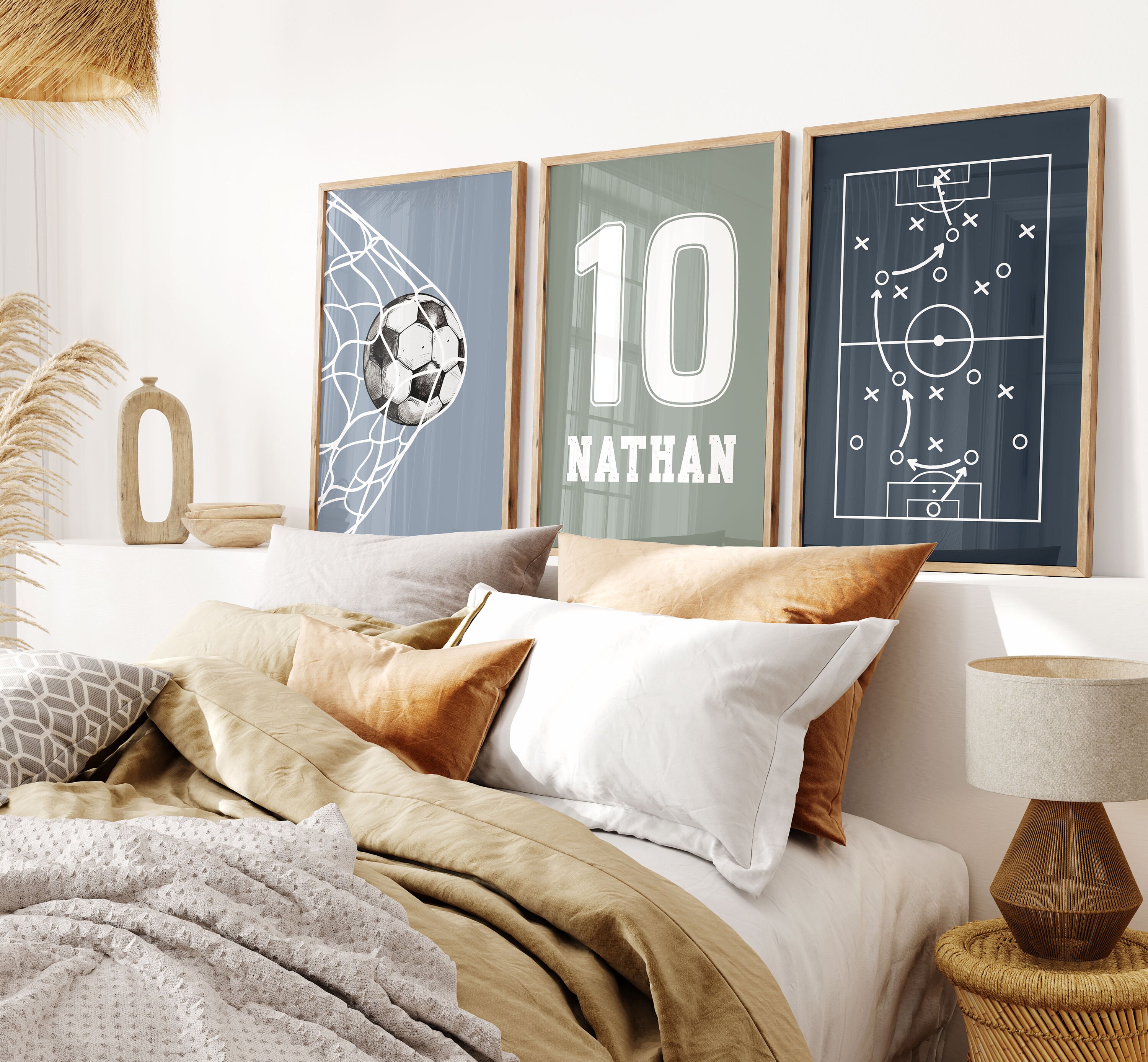 Soccer Wall Art, Soccer Prints, Set of 3 Football Prints, Soccer Custom ...