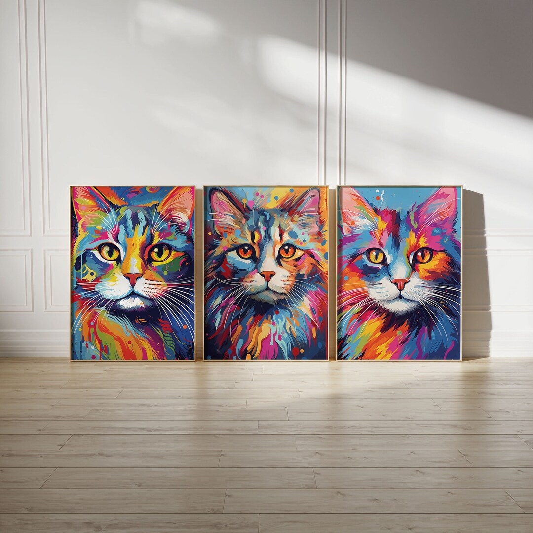 Cat Wall Art Gaming Prints Gaming Poster Animal Wall Art, Animal Wall ...