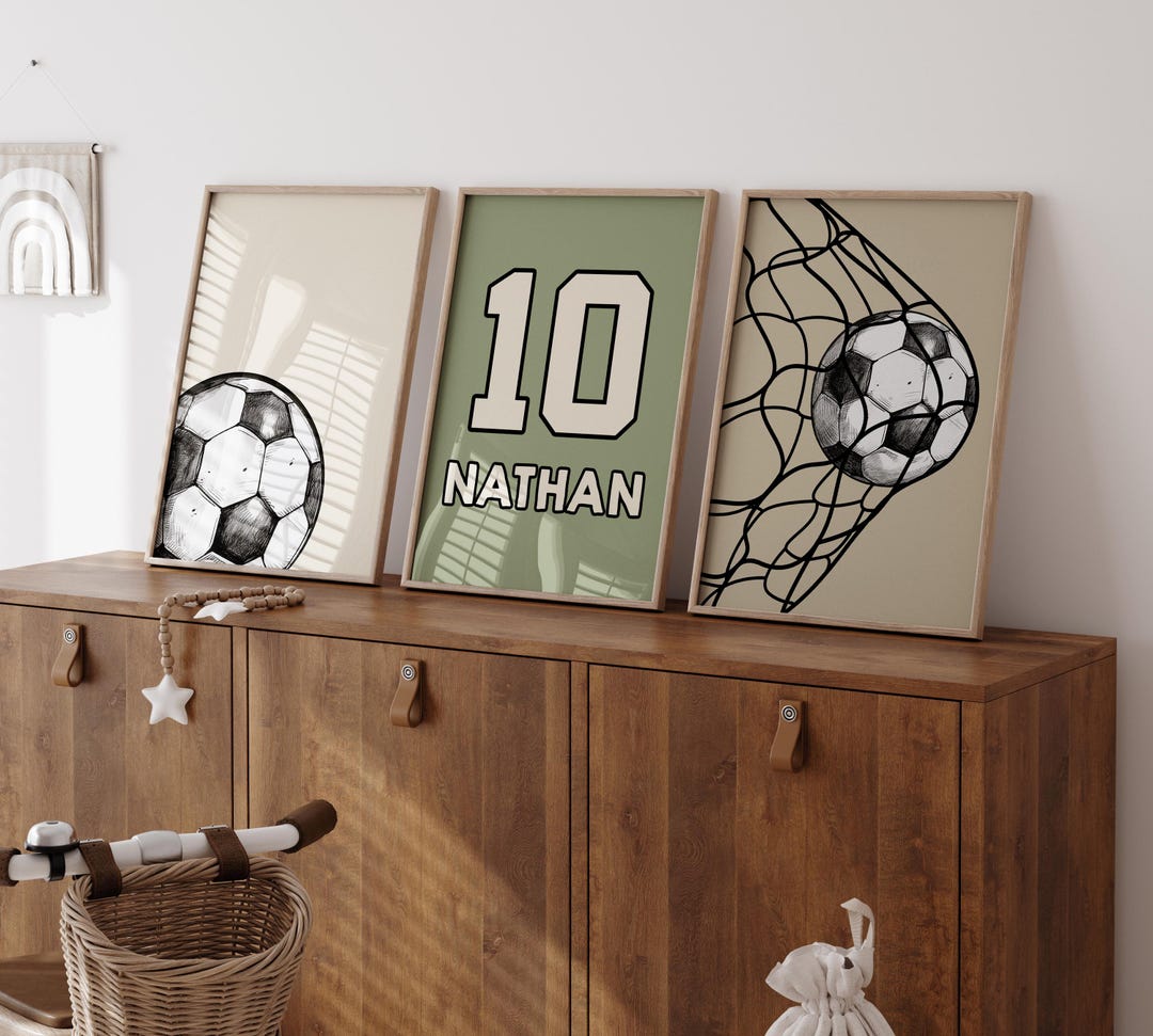 Personalized Soccer Prints for Boys Nursery Wall Art, Custom Name, Boys ...