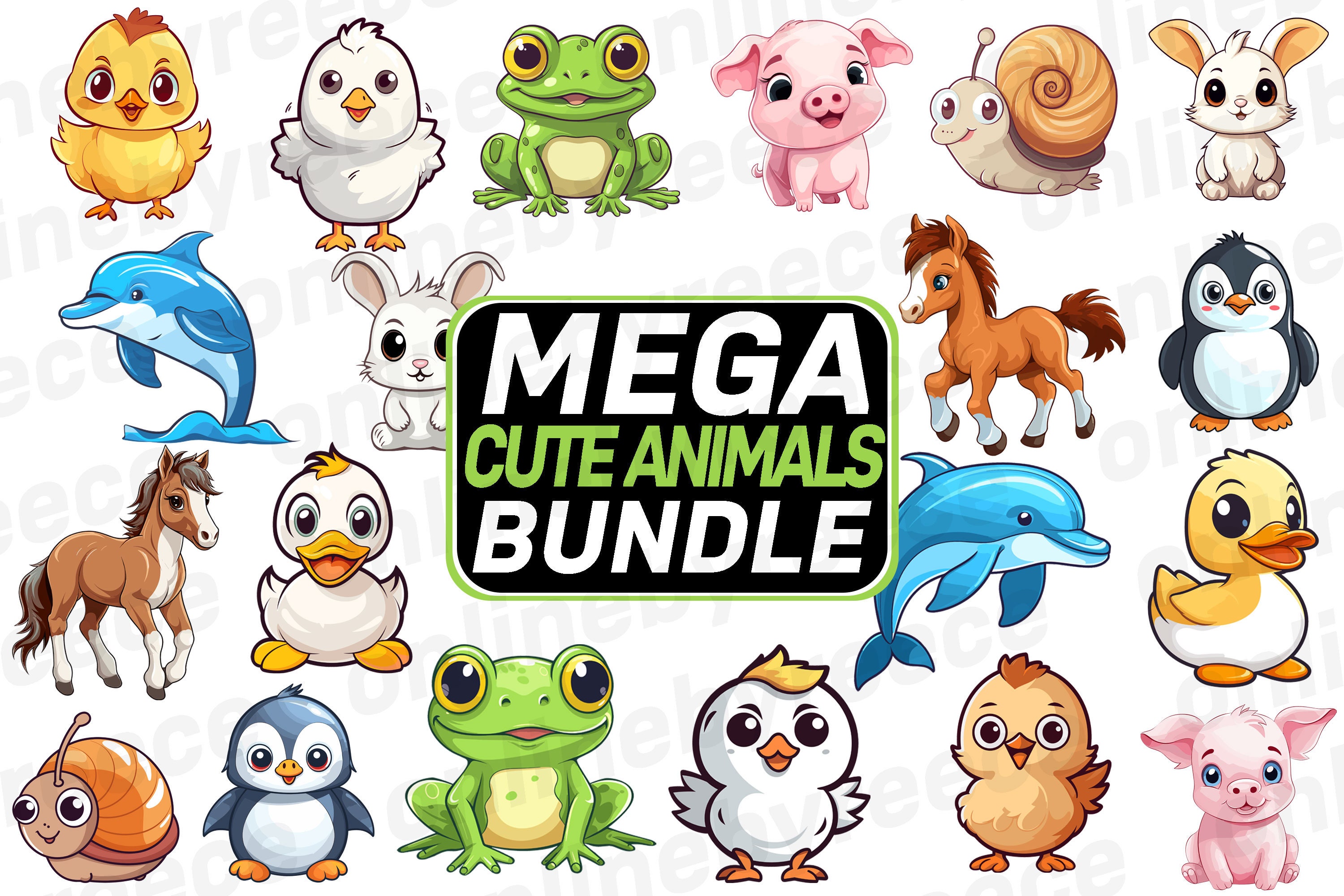 Cute Animal Clipart Bundle Animal Doodle SVG Bundle Animal - Etsy