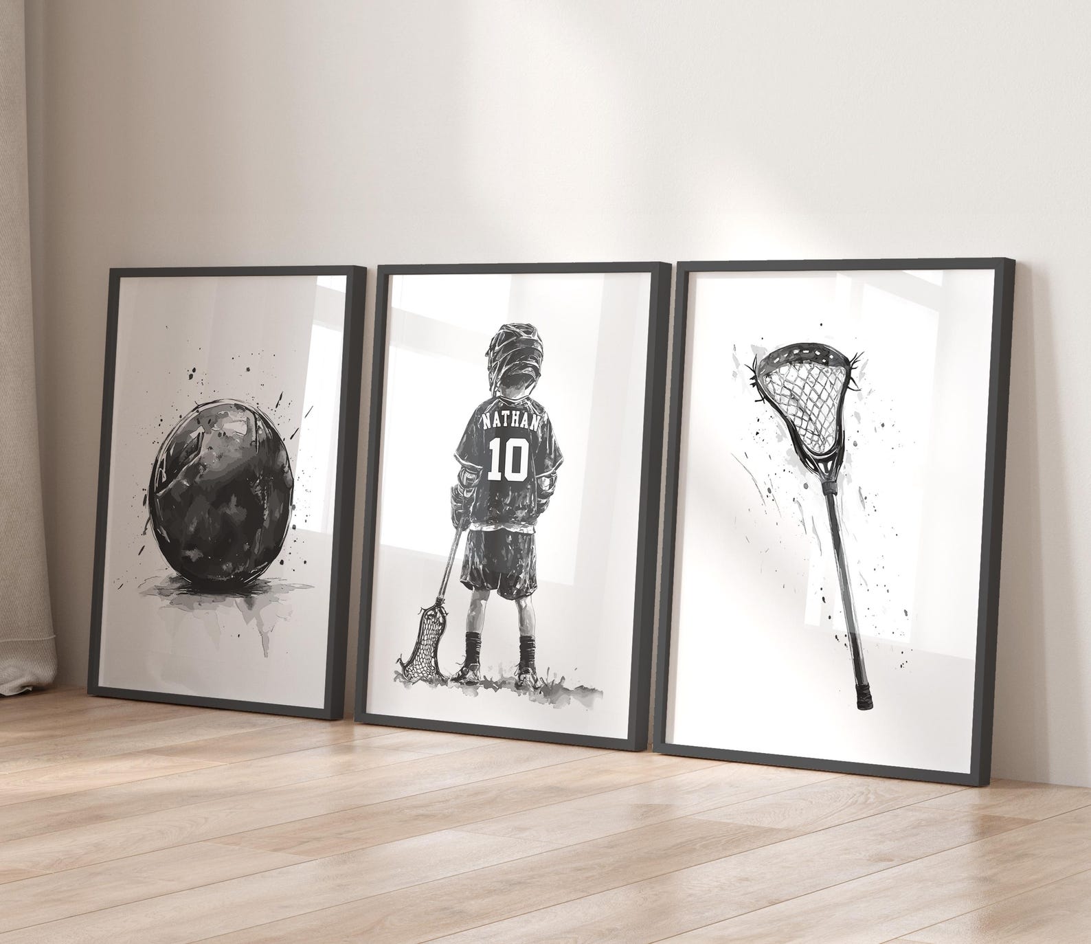 Personalized Lacrosse Prints, Set of 3 Lacrosse Posters, Custom ...