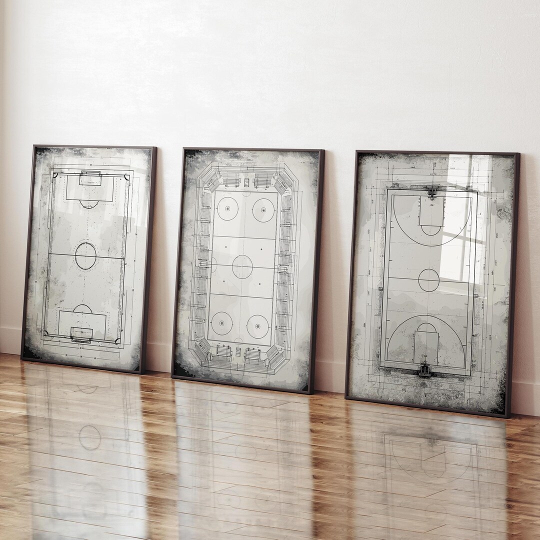 Blueprint Sports Wall Art, Sports Field Prints, Sports Bedroom Decor ...