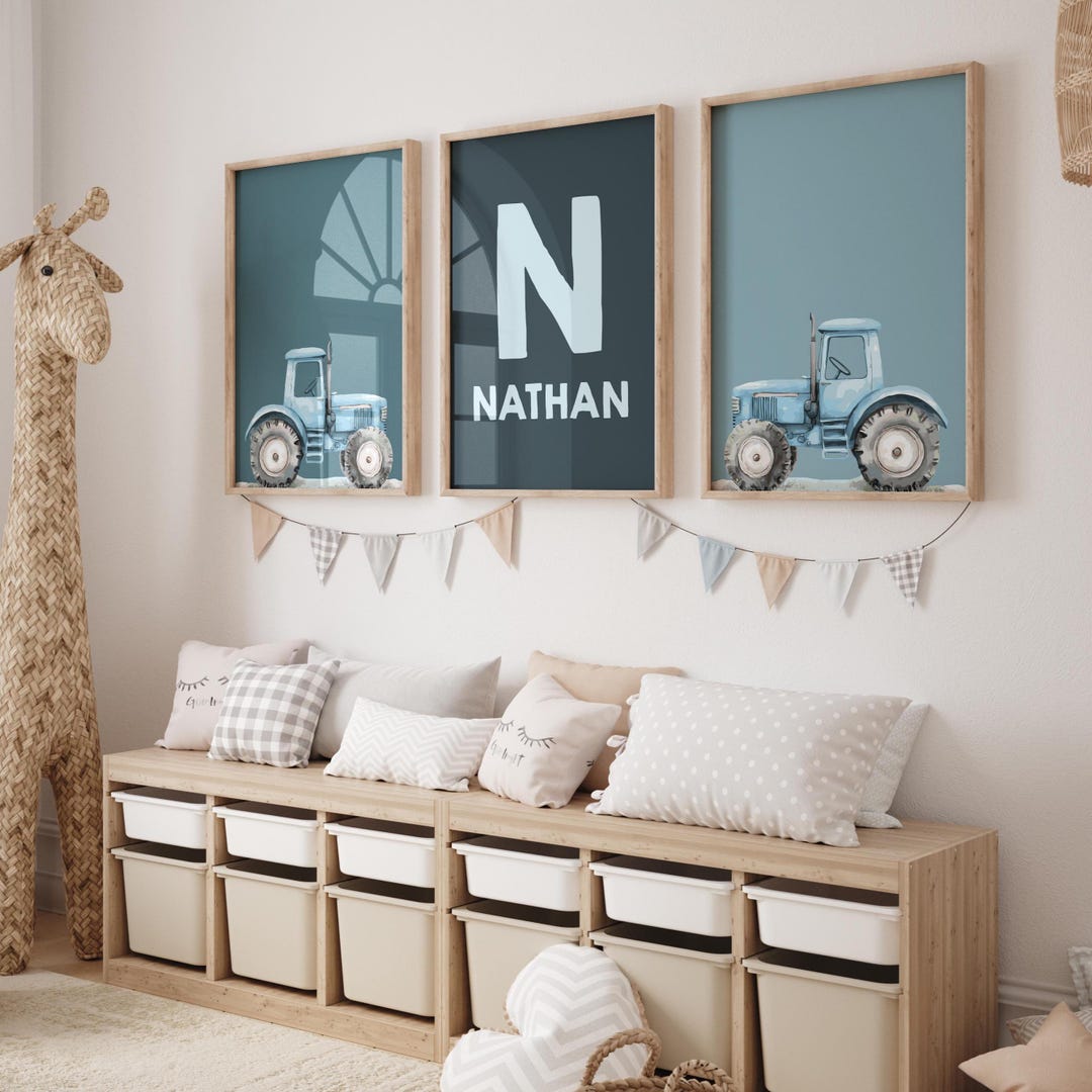 Personalized Tractor Wall Decor, Farm Nursery Prints, Custom Name Wall ...