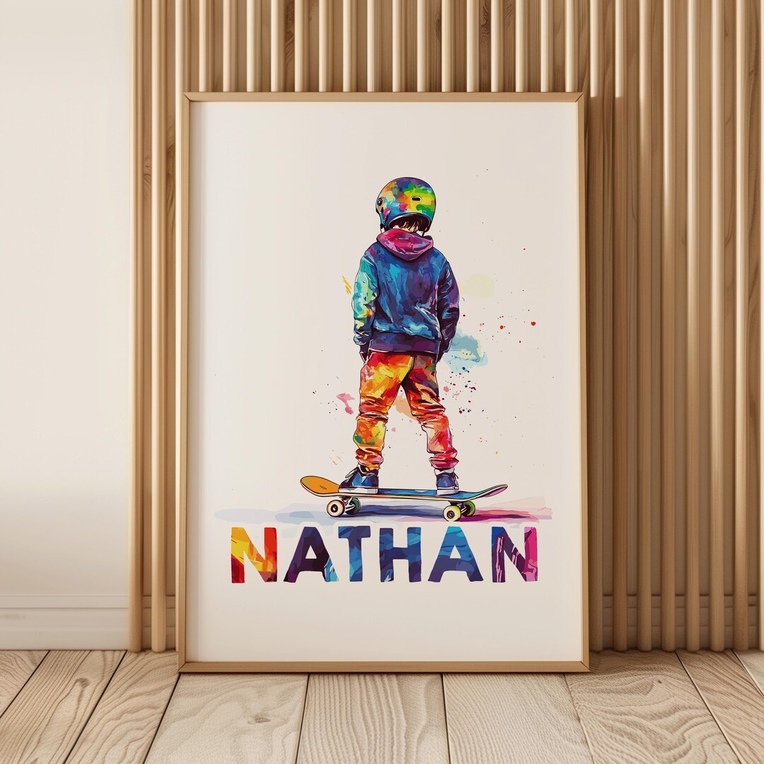Custom Name Skateboard Poster: Boys Room Prints (digital Download) - Etsy