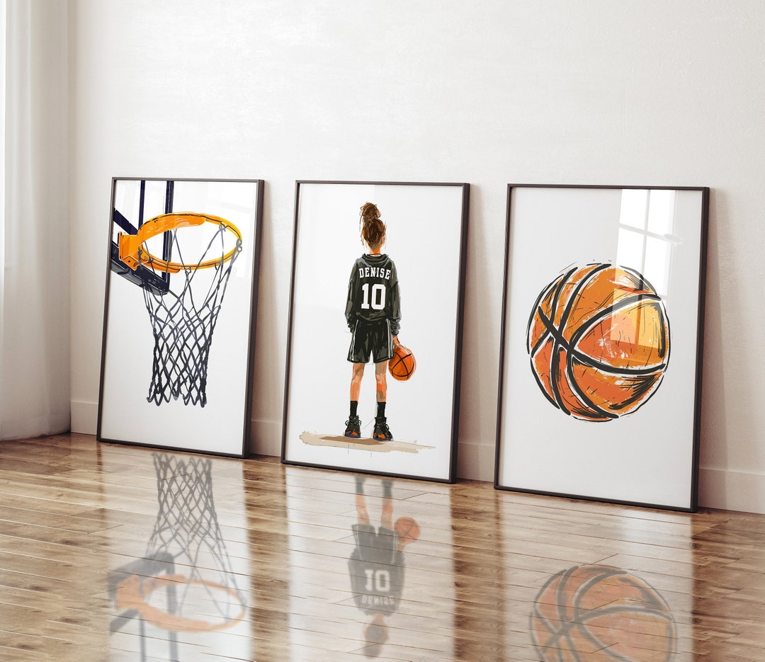 Personalized Basketball Wall Art, Girls Basketball Prints, Custom Name ...