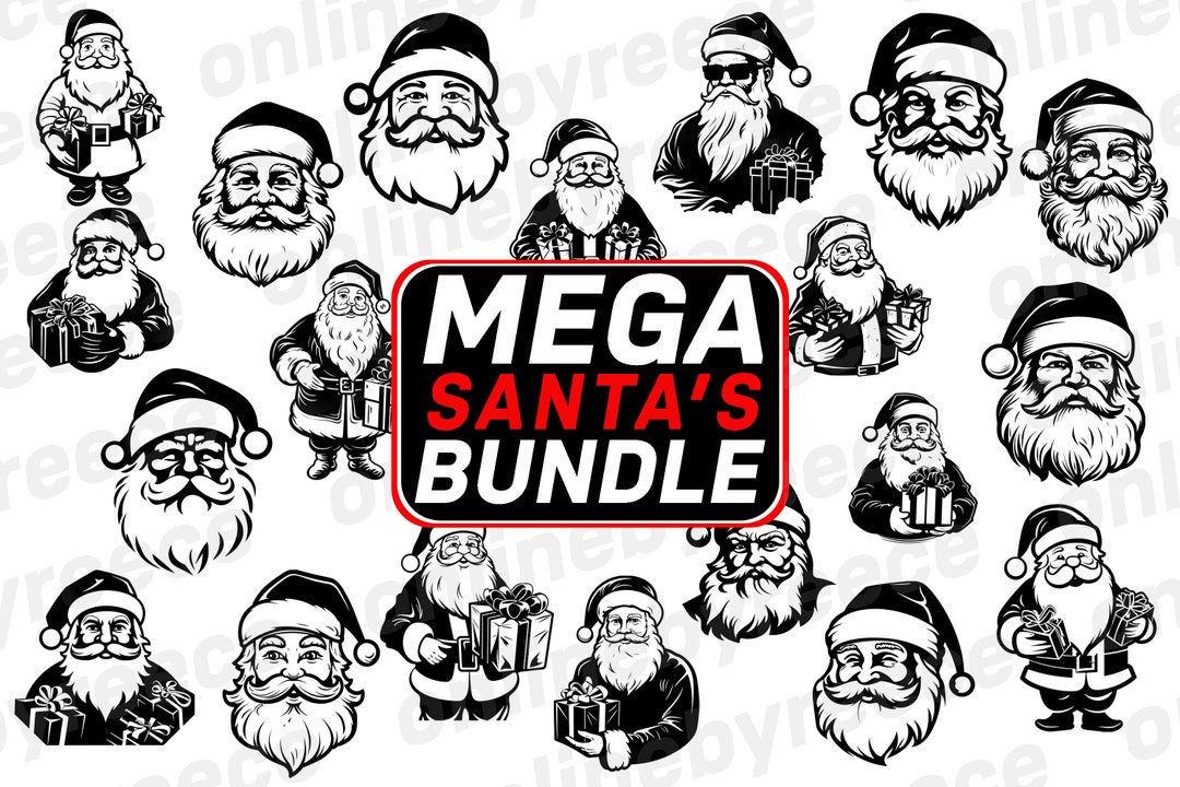 Christmas Santa SVG Bundle, Father Christmas SVG Cut Files for Cricut ...