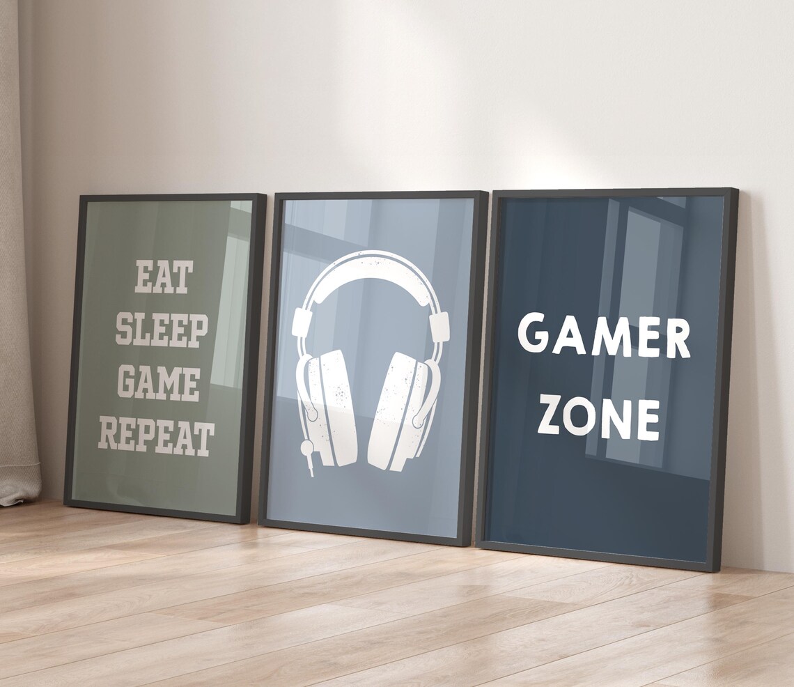 Personalized Gaming Prints, Set of 6 Gaming Wall Art for Boys Room ...