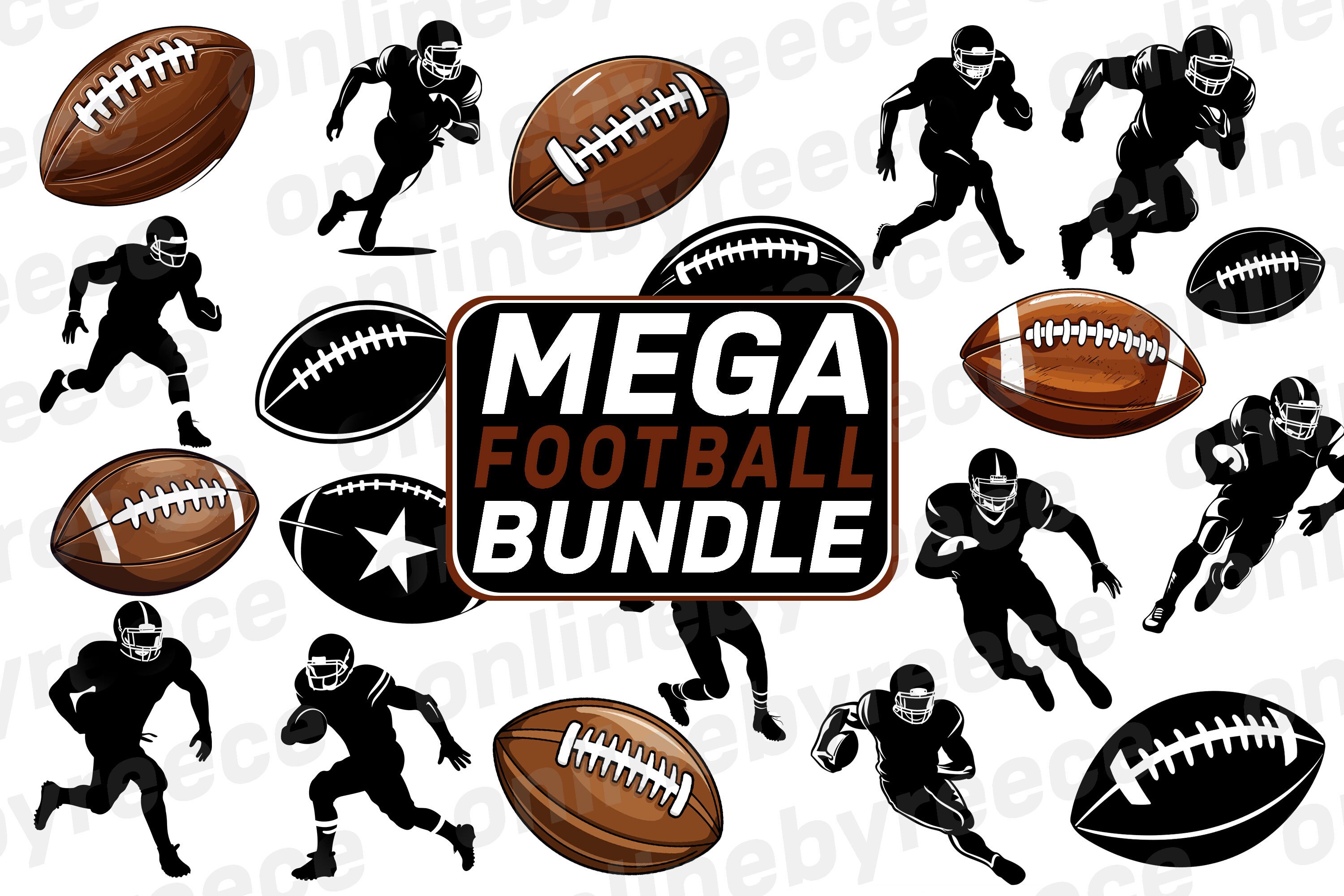 American Football SVG Bundle, Football Player Clipart, Football Png ...