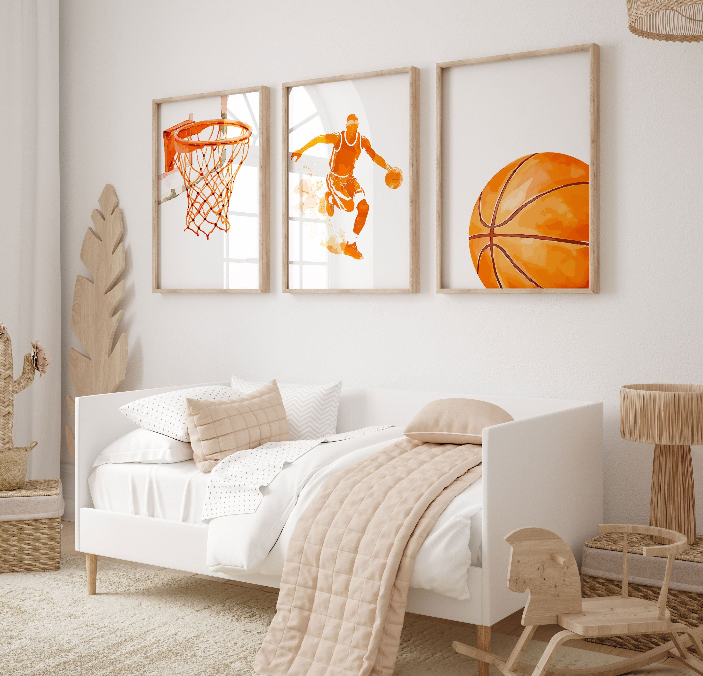 Set of 3 Basketball Prints for Boys, Watercolor Basketball Poster ...