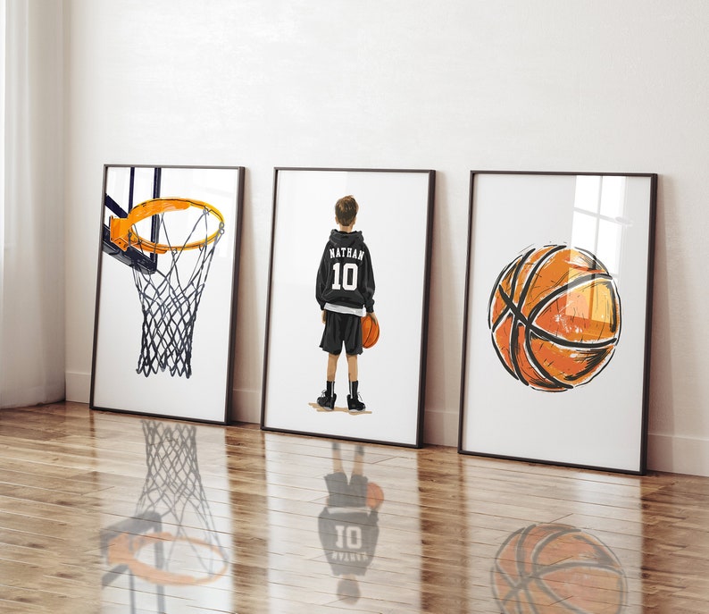 Personalized Basketball Wall Art, Boys Basketball Prints, Custom Name ...