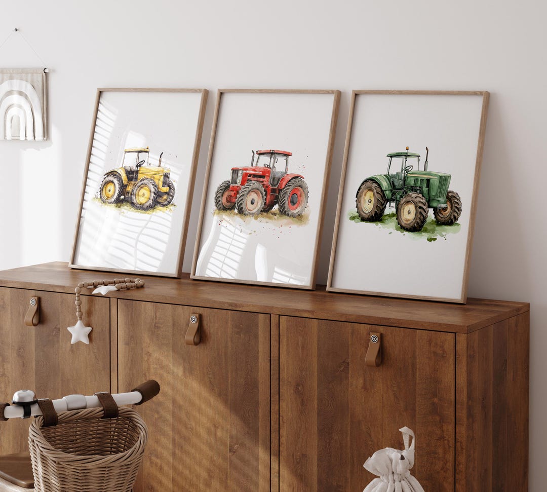 Tractor Prints Set: Construction Vehicle Nursery Art (digital Download ...