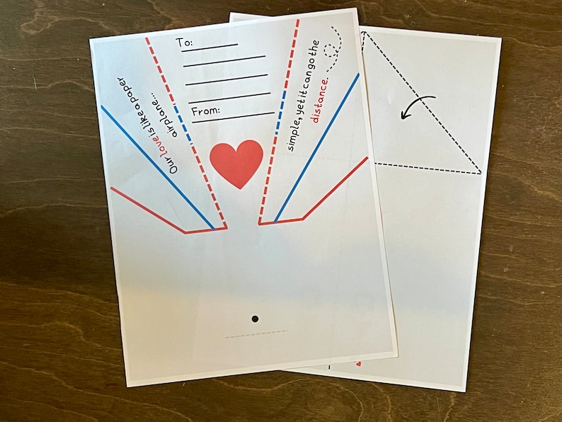 Printable Paper Airplane Card for Anniversary, Valentine's Day, Love ...