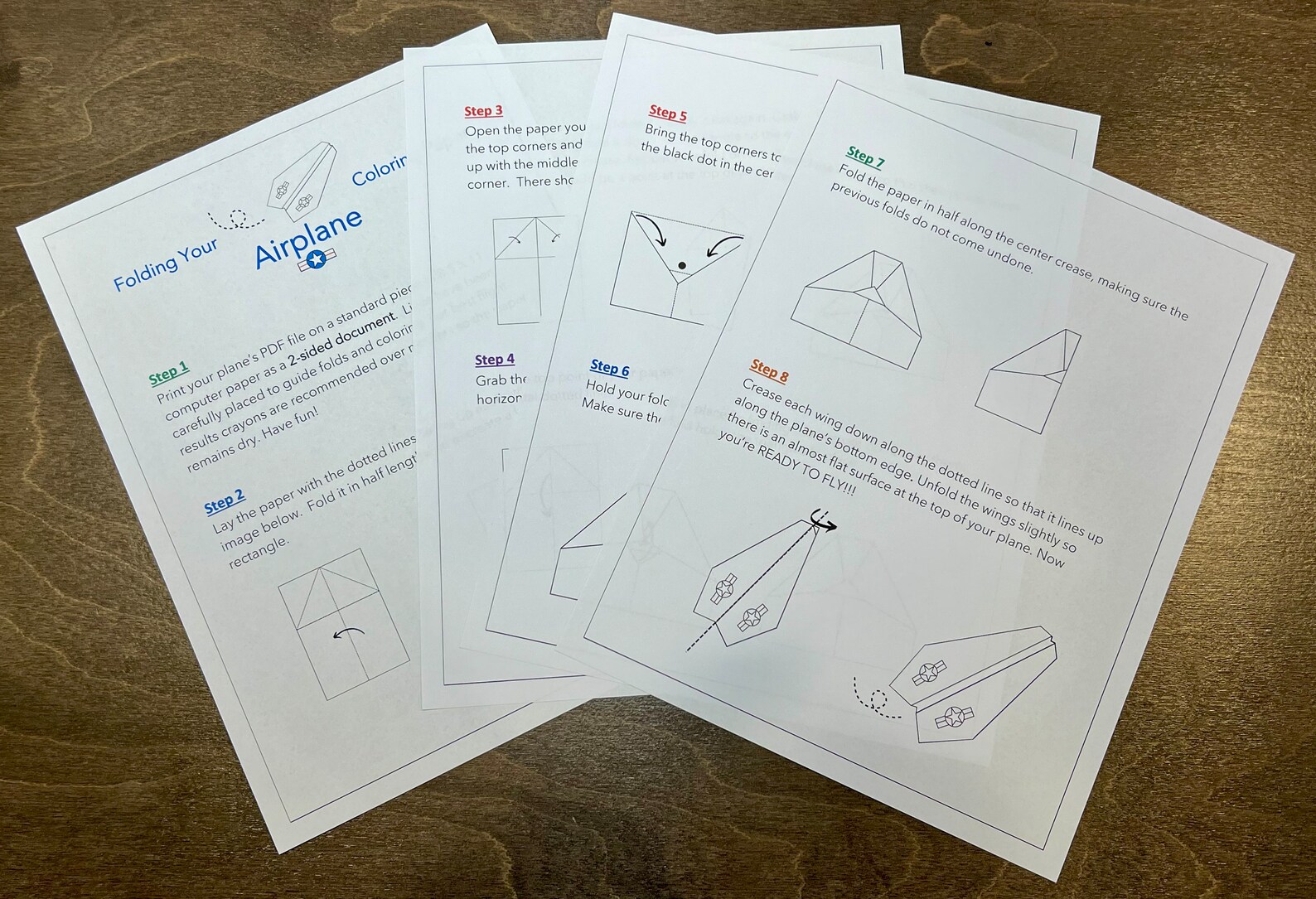 4 Paper Airplane Print and Fold Designs Coloring Activity With Detailed ...