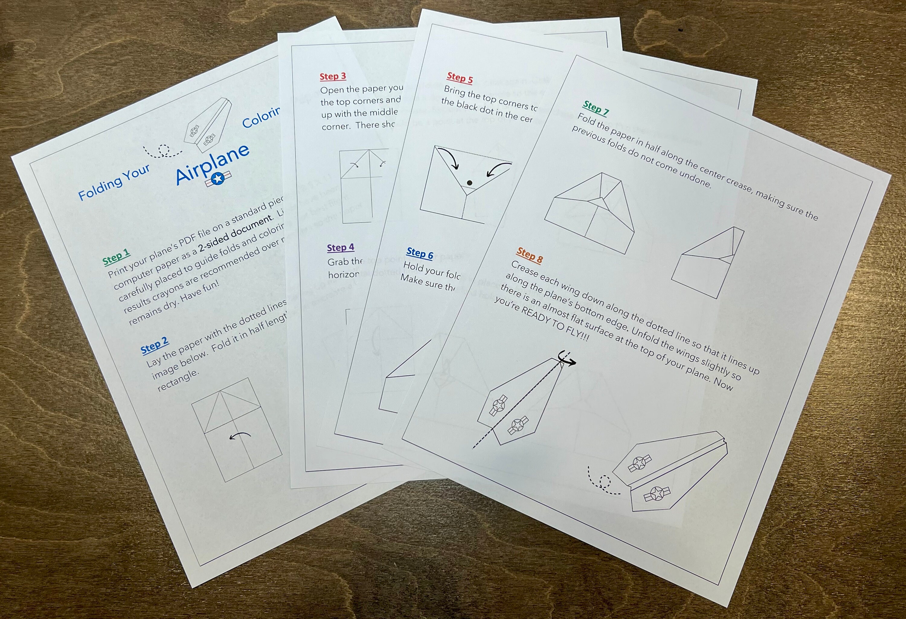 4 Paper Airplane Print and Fold Designs Coloring Activity With Detailed ...