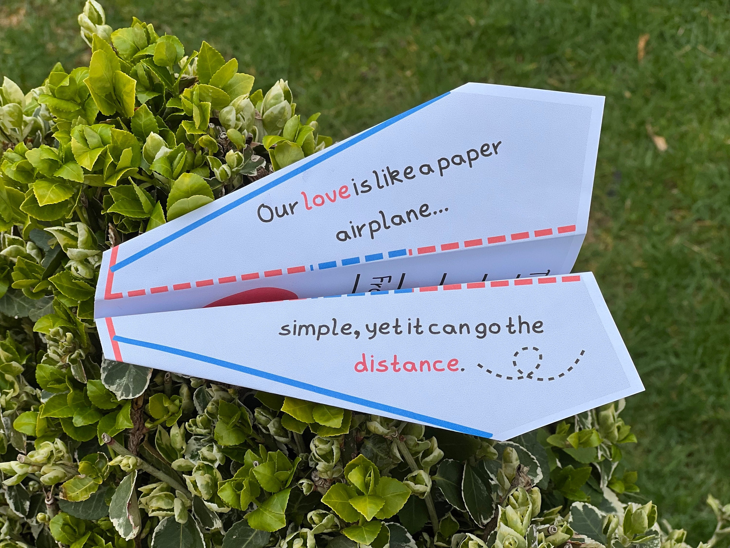 Printable Paper Airplane Card for Anniversary, Valentine's Day, Love ...