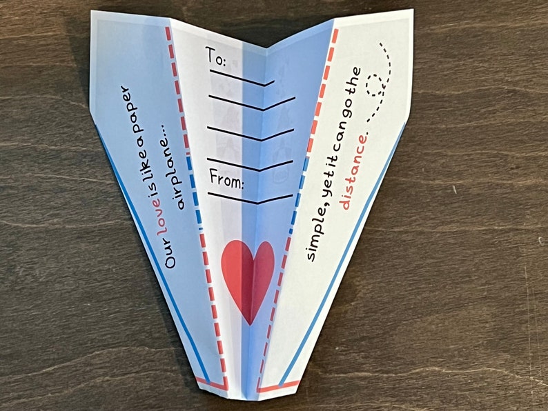 Printable Paper Airplane Card for Anniversary, Valentine's Day, Love ...
