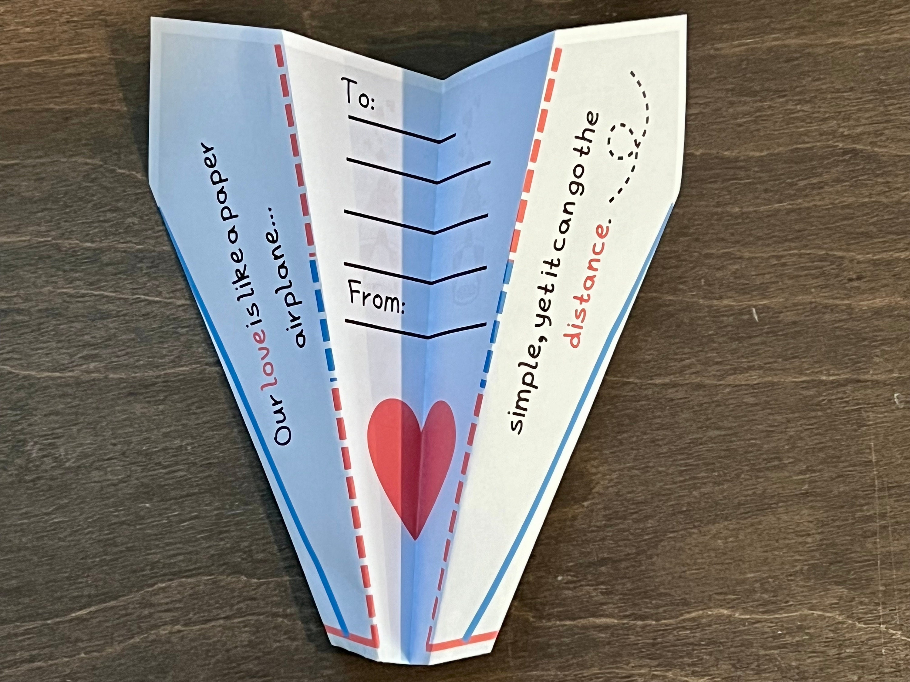 Printable Paper Airplane Card for Anniversary, Valentine's Day, Love ...