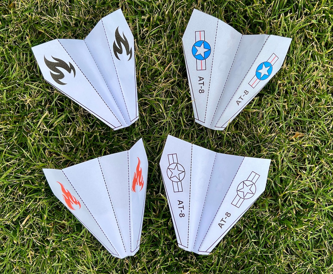 4 Paper Airplane Print and Fold Designs Coloring Activity With Detailed ...
