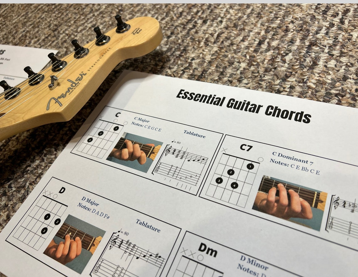 11 Pages Printable Guitar Chord Chart Digital Download, Beginner Chords ...