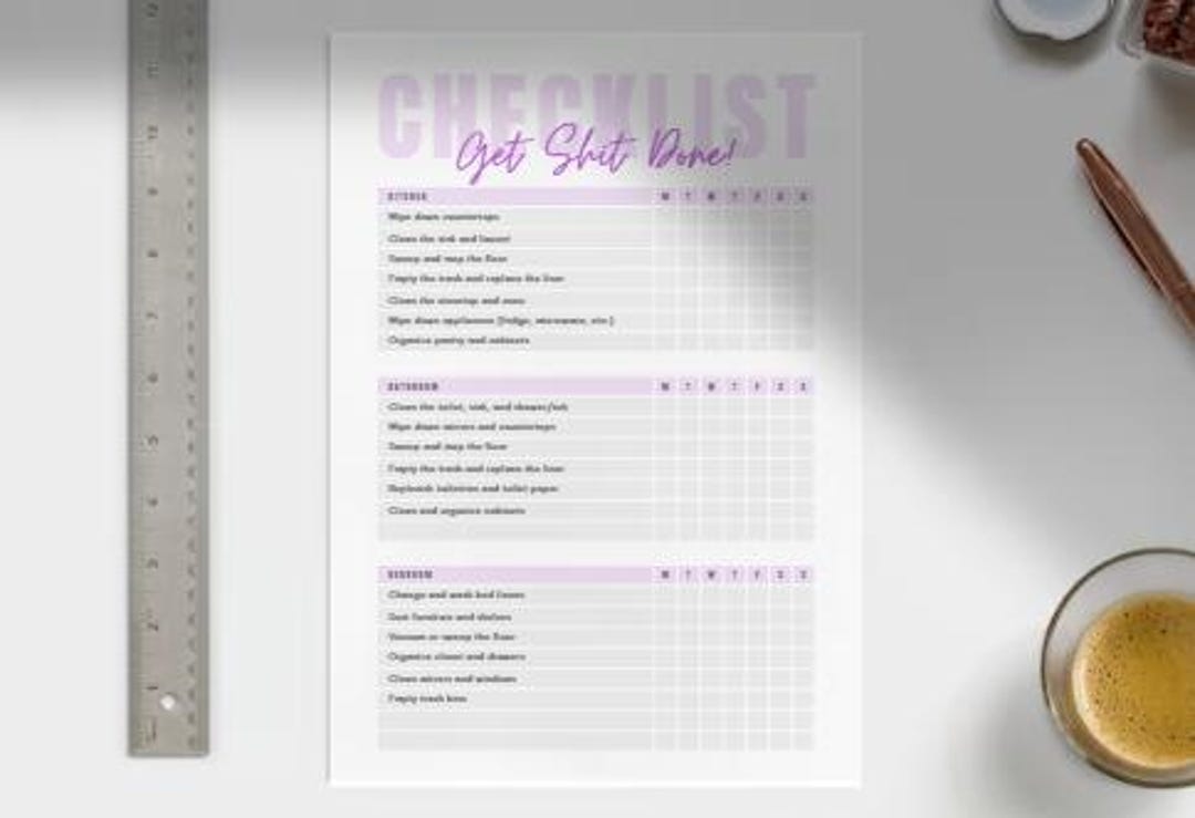 Get Shit Done Digital Cleaning Checklist. Cleaning Checklist, Schedule ...