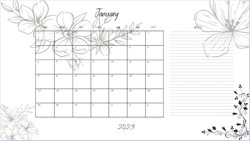 2023 Monthly Floral Calendar 2023 Planner Printable Monthly Planner ...