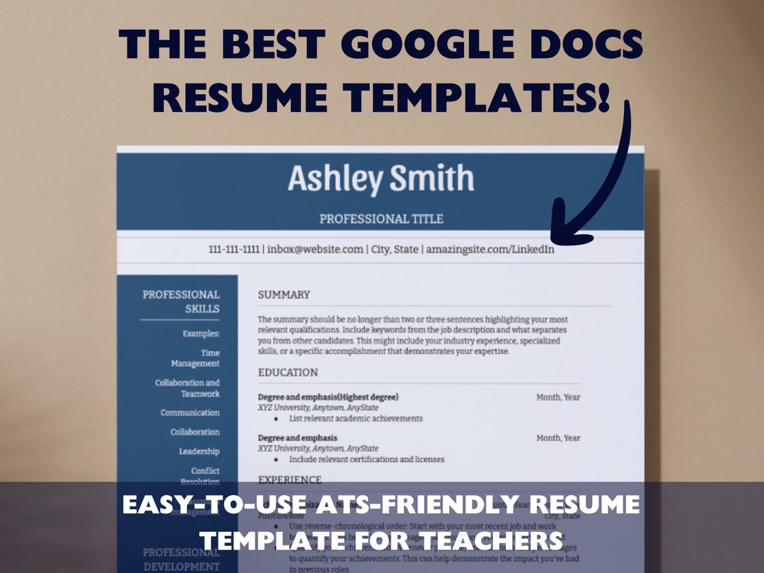 Teacher Resume Template Google Docs Teaching Resume, Resume Template CV ...