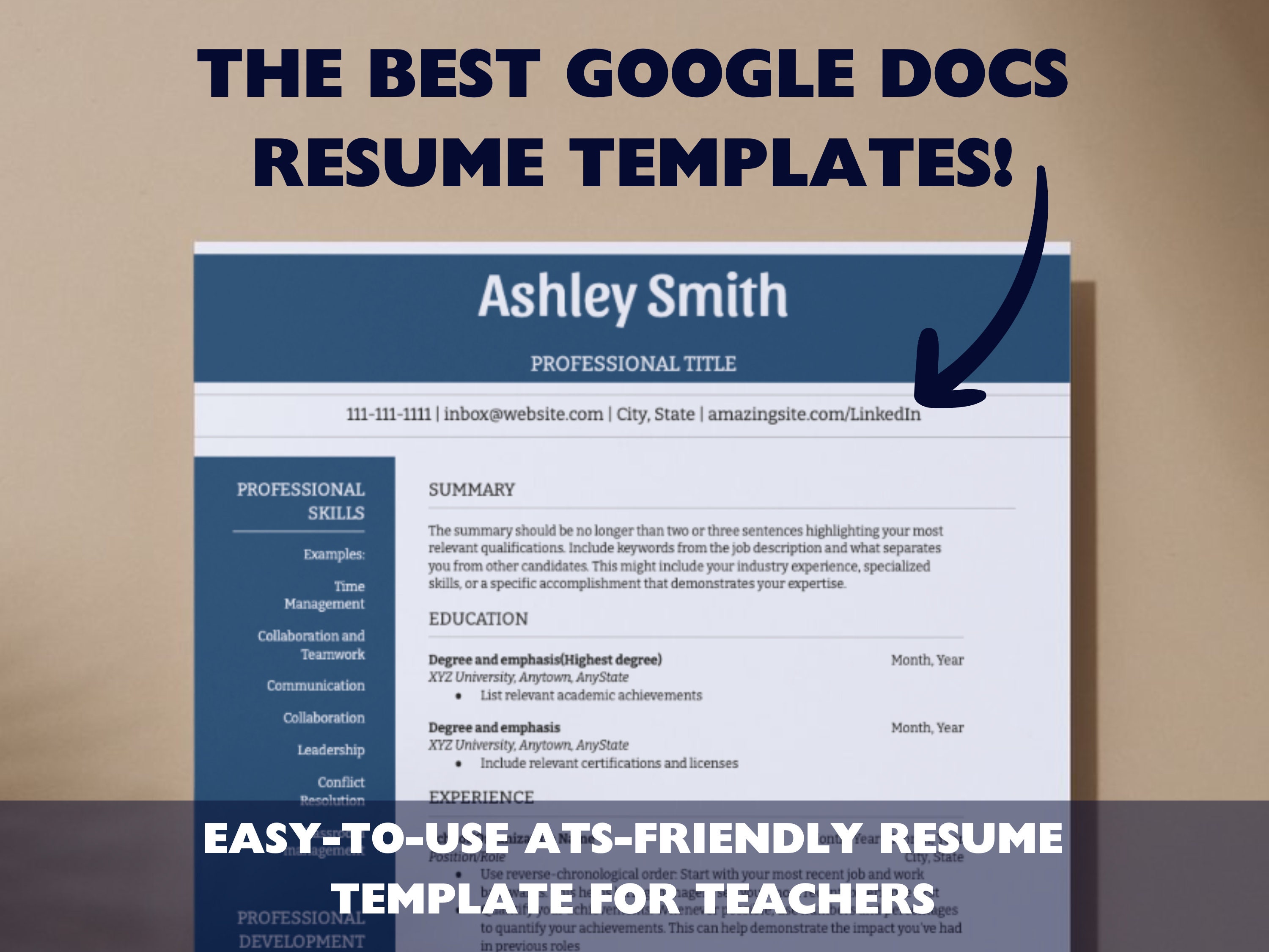 Teacher Resume Template Google Docs Teaching Resume, Resume Template CV ...