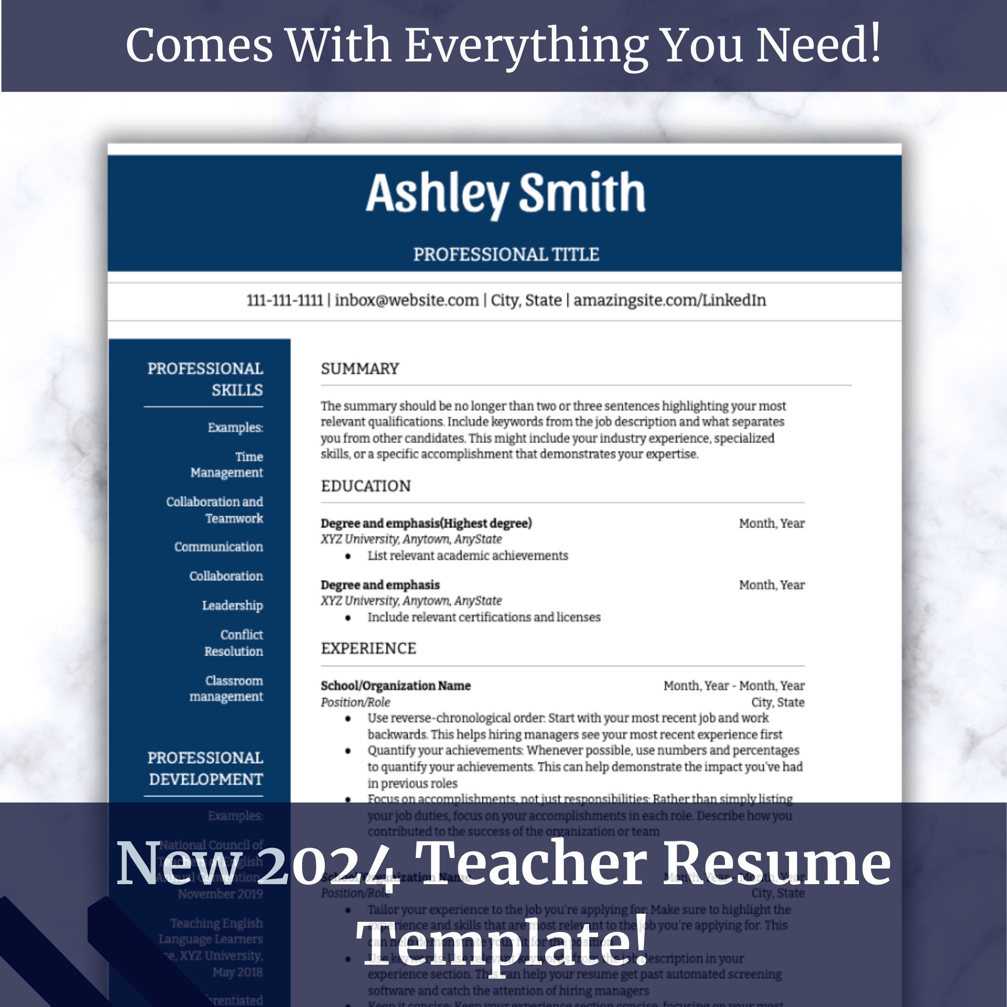 Teacher Resume Template Google Docs Teaching Resume, Resume Template CV ...