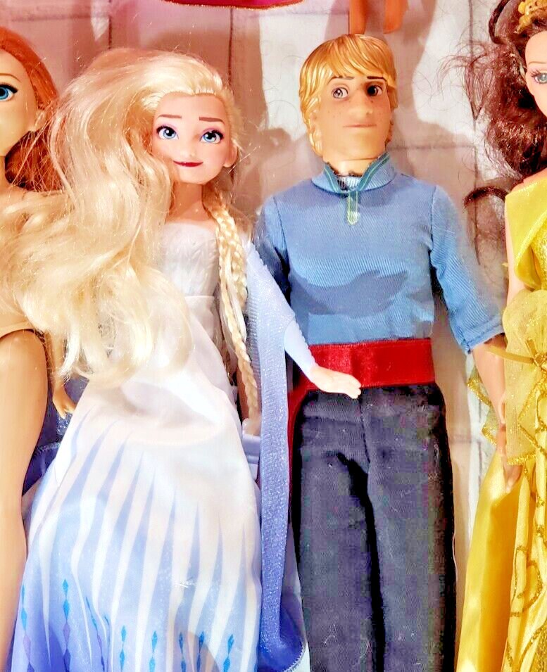 12 Disney Princess Barbie Dolls Frozen Kristoff Anna Elsa Snow White ...
