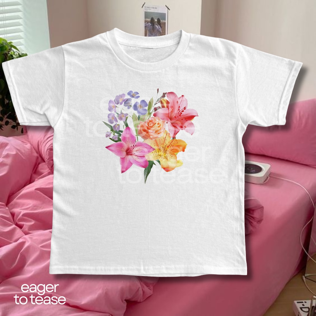 Floral Baby Tee Scrapbook Trendy Flowers Coquette Baby Tee Shirt Cute ...