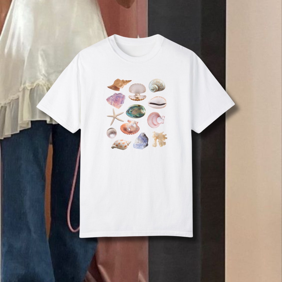 Sea Shell Tee Vintage Collage Aesthetic Seashell Classic Shirt Coastal ...
