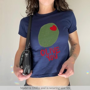 Olive You Womens Baby Tee T-shirt, Women's Tee, Hand Drawn Minimalist ...