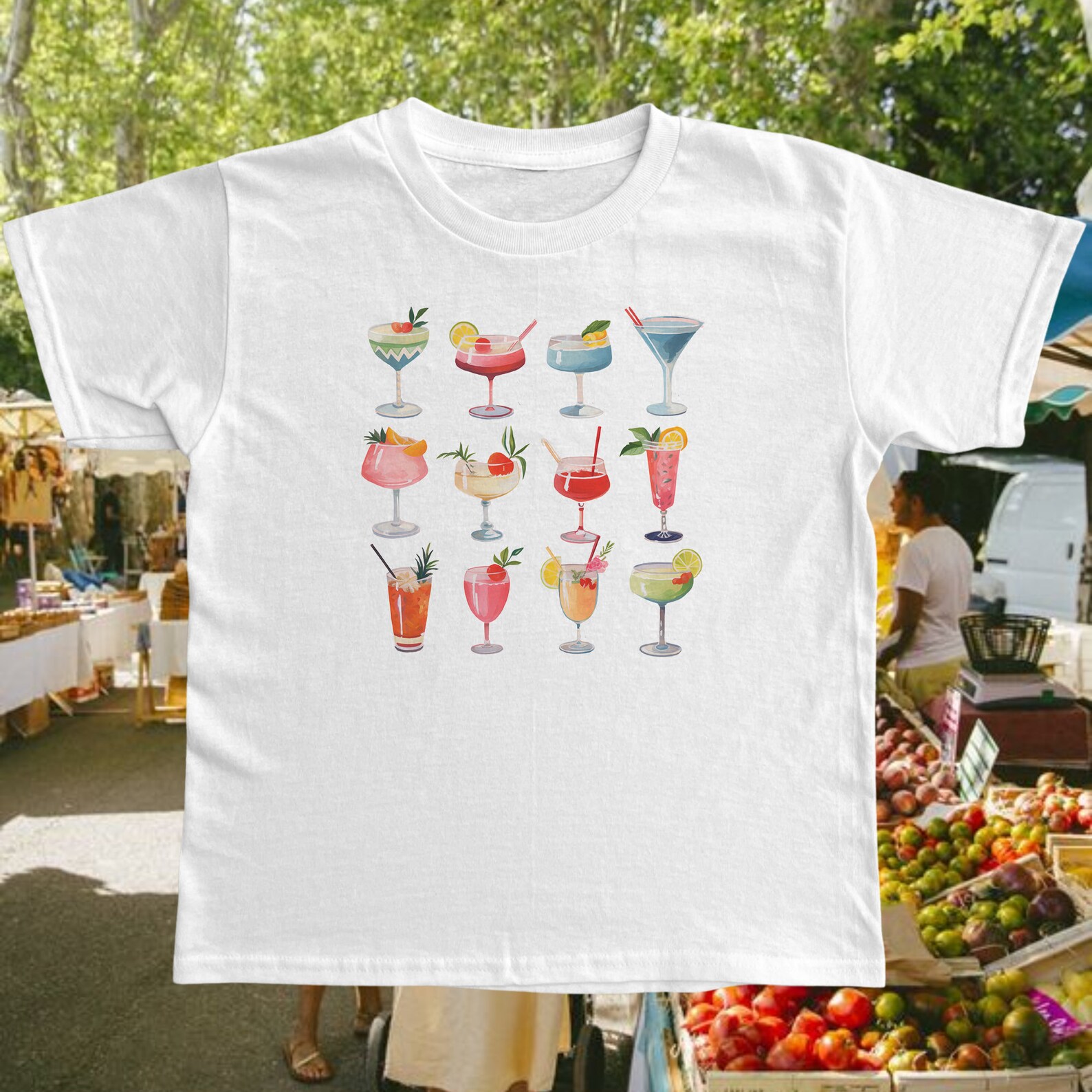 Cocktail Baby Tee Martini Womens Shirt Aesthetic Collage Baby Tee Cute ...