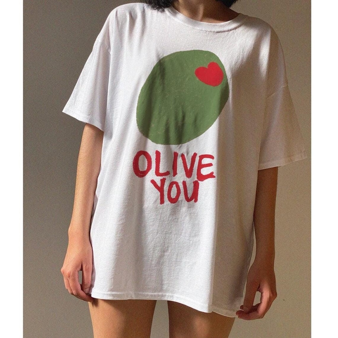 Olive You Womens Classic Cotton T-shirt, Women's Tee, Hand Drawn ...