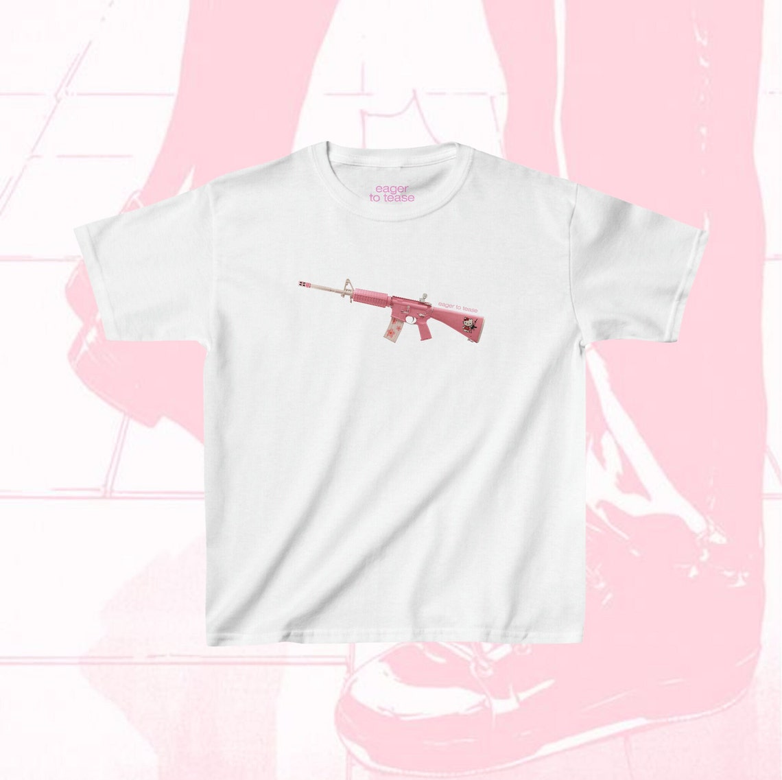 Hello Kitty Assault Rifle Y2k Baby Tee High Quality Cotton - Etsy Canada