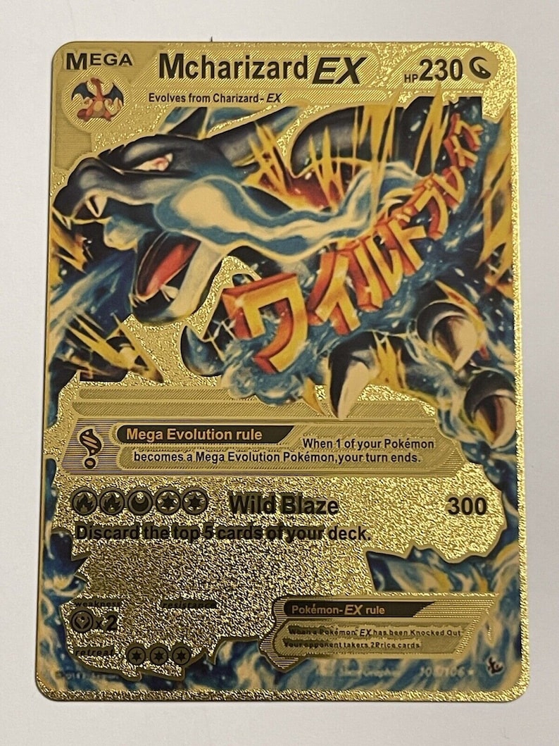 Ultra Rare Mega M Charizard EX Gold Foil Pokemon Card 108/106 FASTSHIP ...