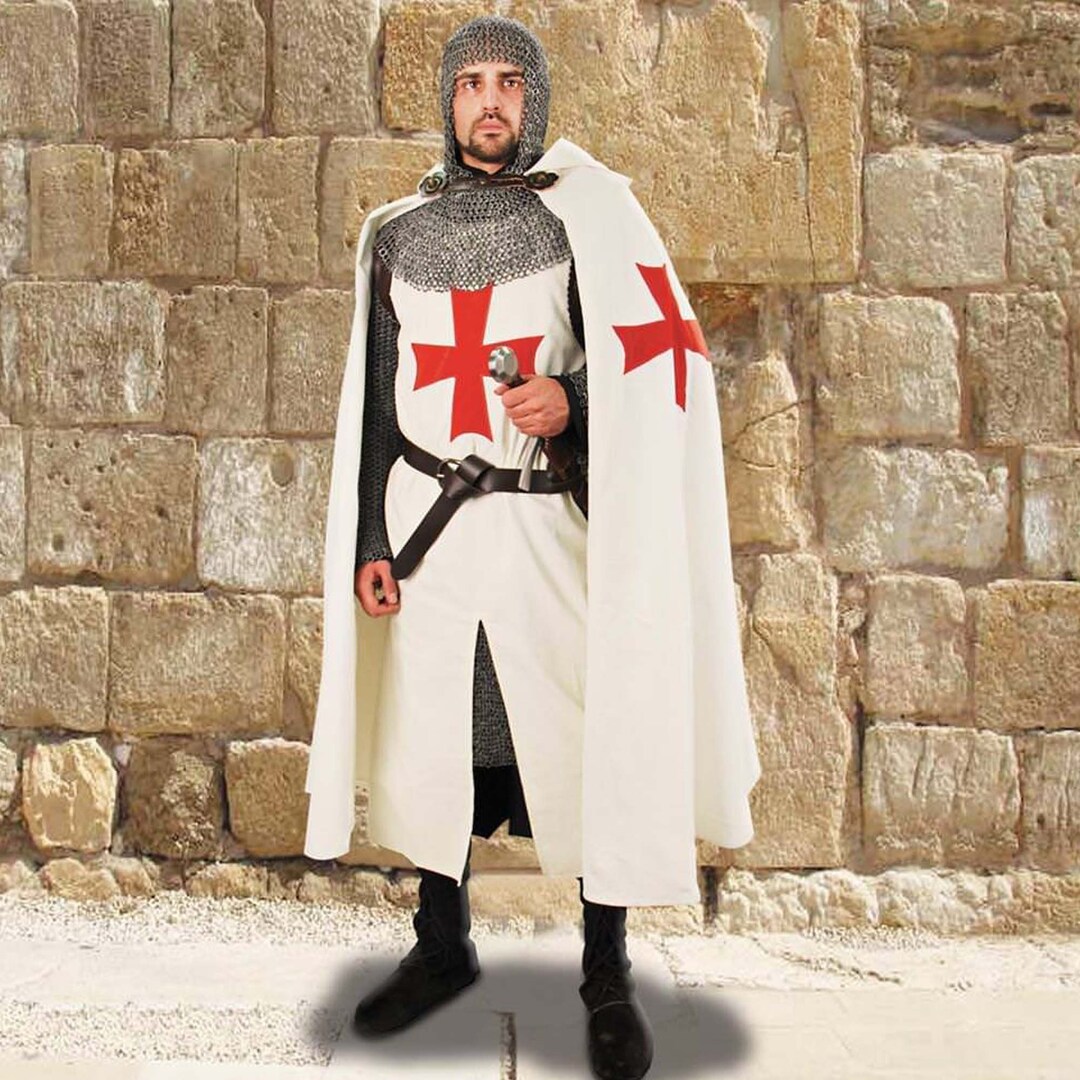 Medieval Knight Templar Hooded Caps Claok and Sleeveless Tunic - Etsy UK