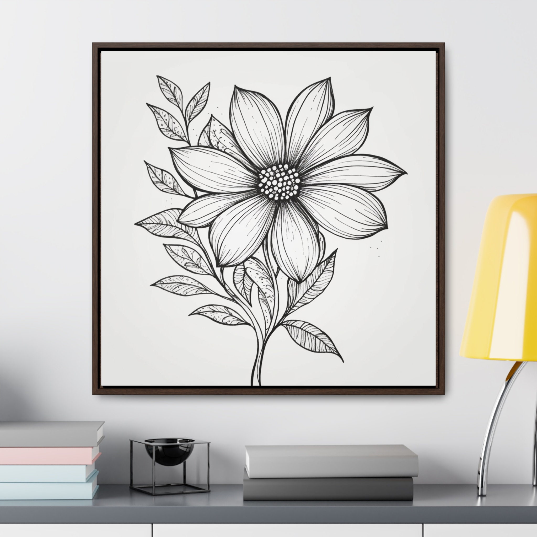 Single Flower Line Art - Digital - off White Background 2 - Etsy