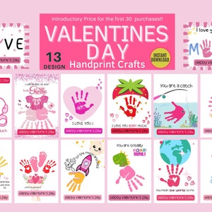 Printable Kid's Valentines Day Handprint Craft, Toddler Baby Printable ...