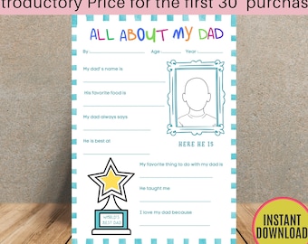 Fathers Day Gift From Kids Printable, My Daddy Fill in the Blanks ...