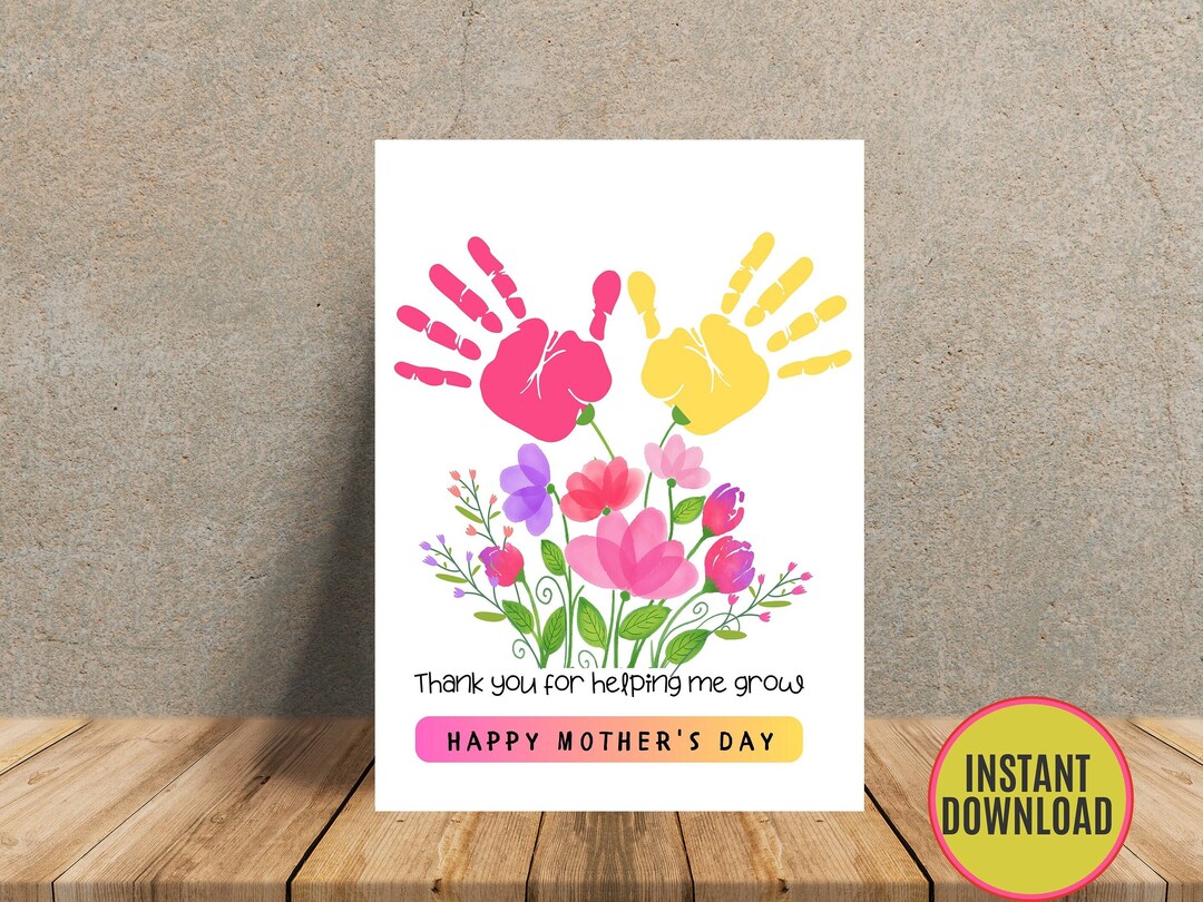 Last Minute Mothers Day Gift, Handprint Flowers Mothers Day, Handprint ...