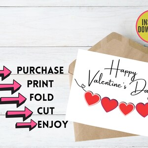 Printable Valentine's Day Card With Red Hearts, Downloadable and ...