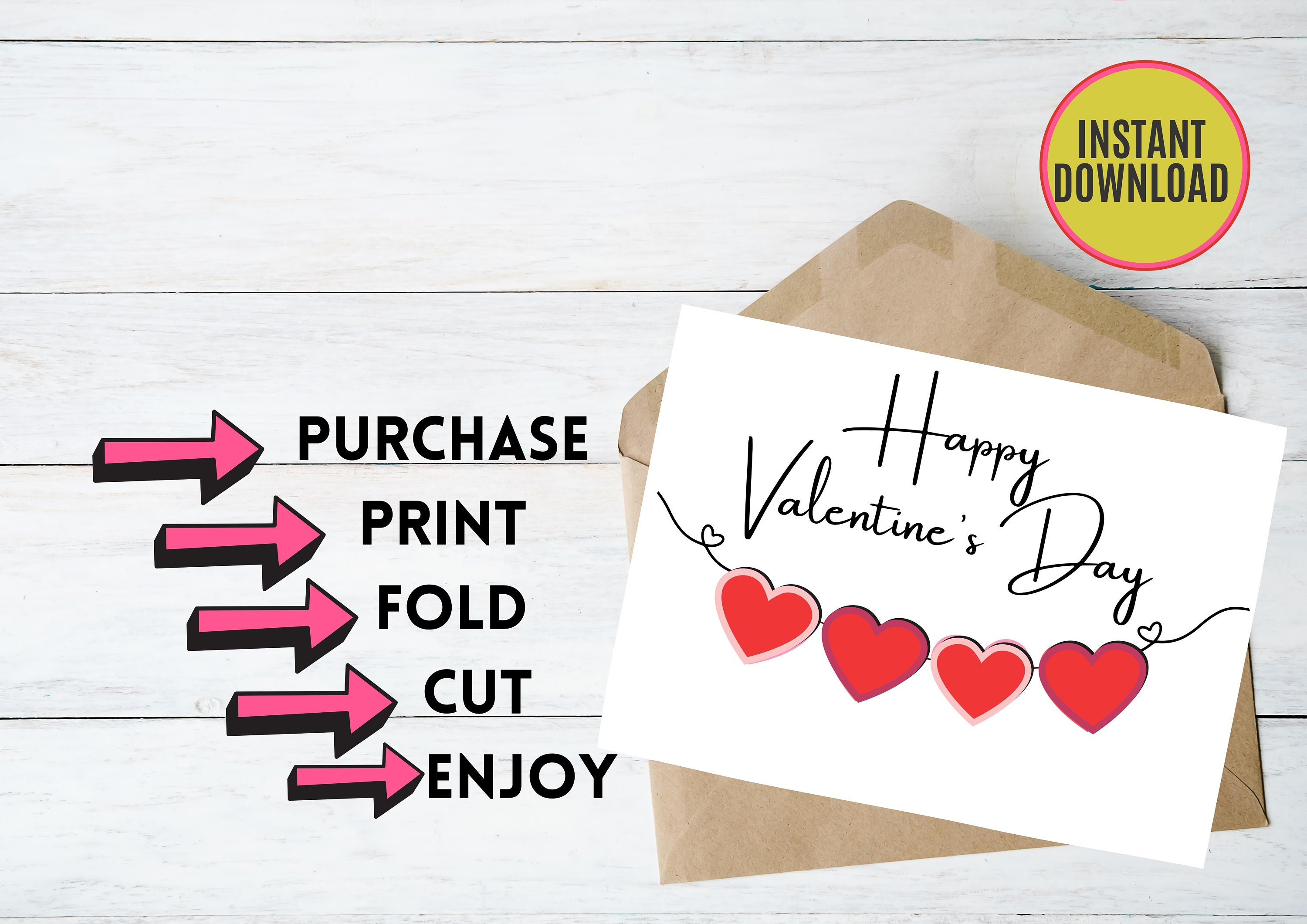 Printable Valentine's Day Card With Red Hearts, Downloadable and ...