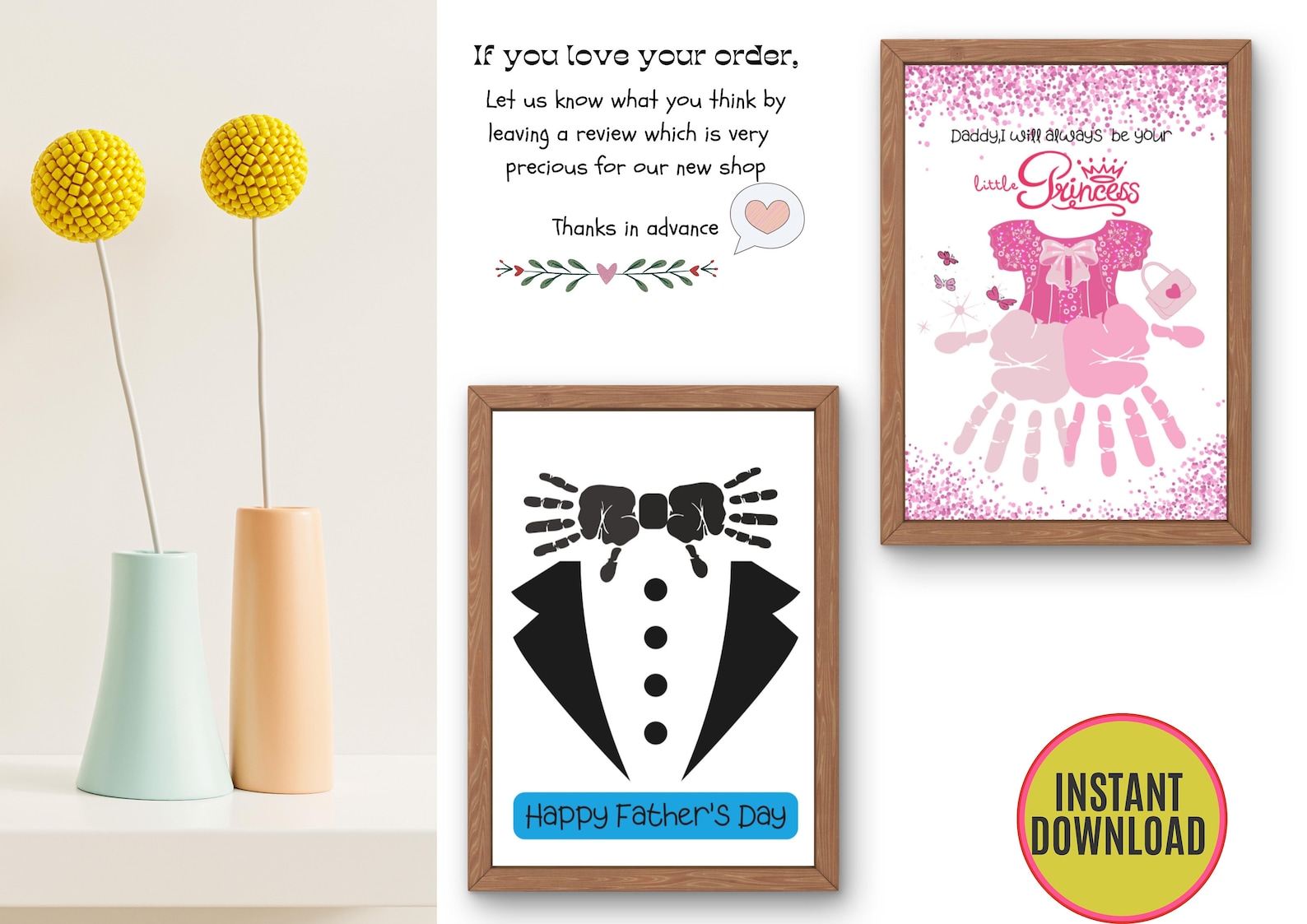 Fathers Day Handprint Craft Bundle, Printable Gift, Fathers Day ...