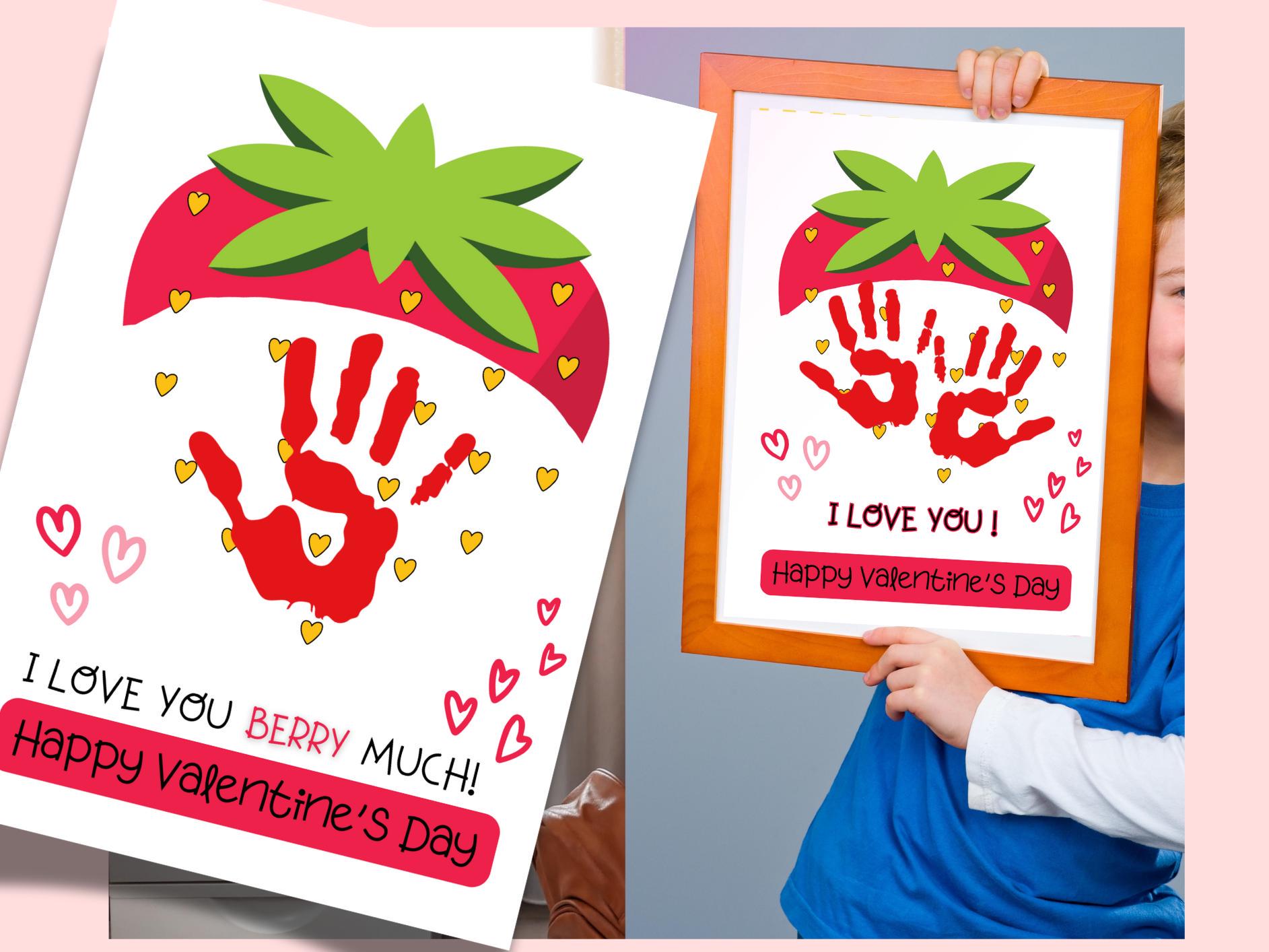 Printable Kid's Valentines Day Handprint Craft, Toddler Baby Printable ...