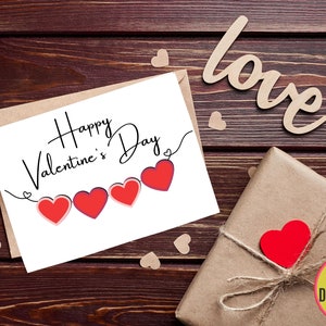 Printable Valentine's Day Card With Red Hearts, Downloadable and ...