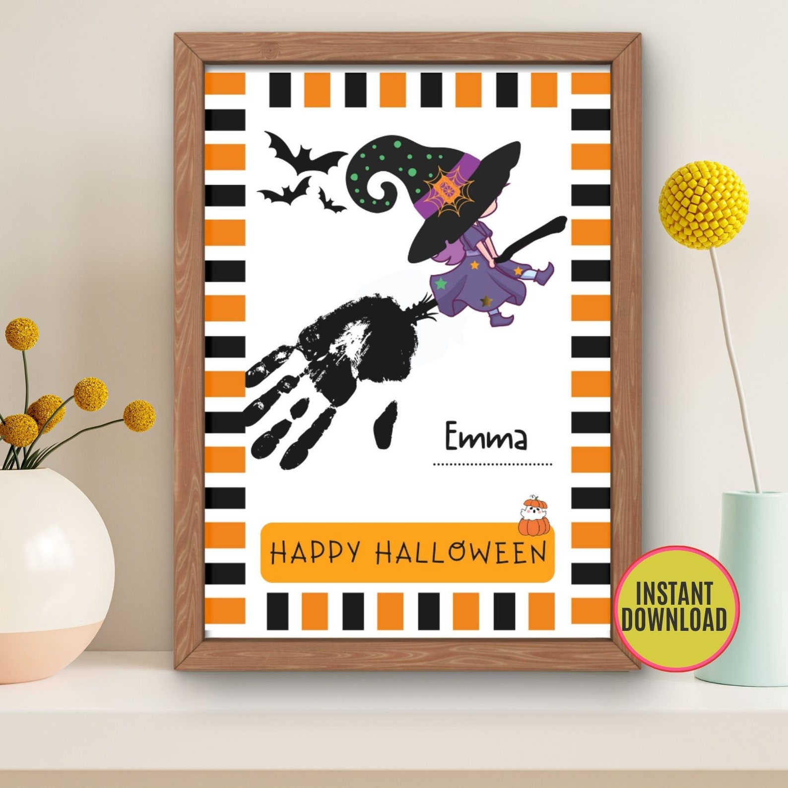 Witch Handprint Keepsake , Handprint Art for Baby , Printable Craft ...