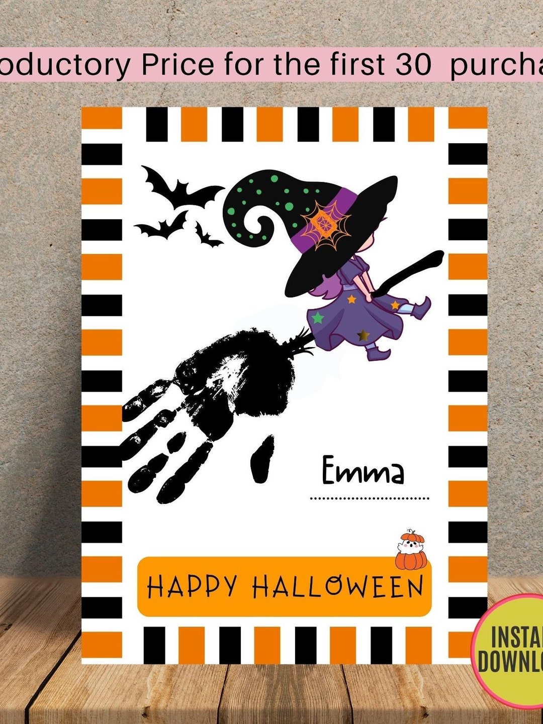 Witch Handprint Halloween Keepsake, Baby First Halloween (printable ...