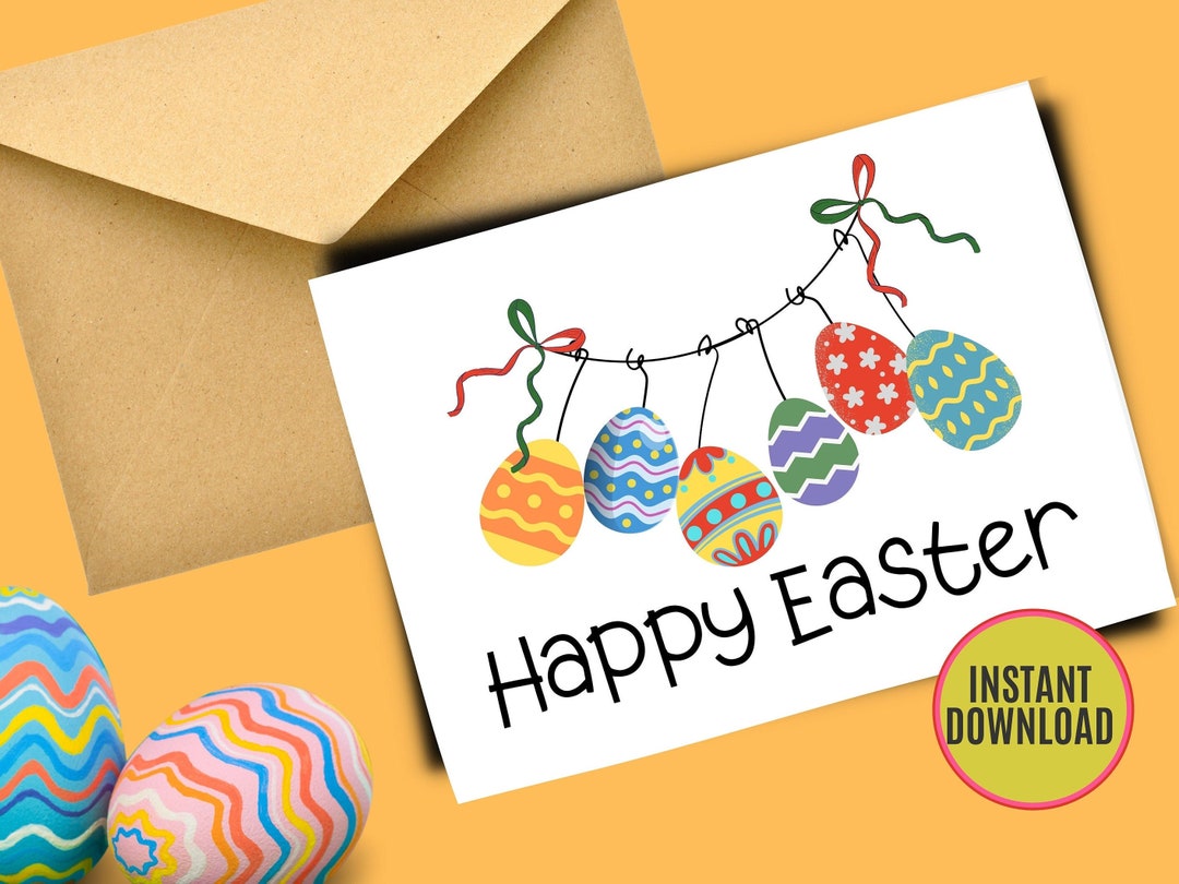 Easter Card Printable, Easter Eggs Card, Card for Mother Father Son ...