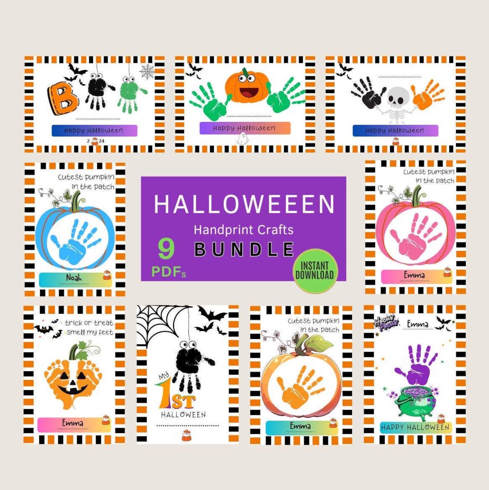 Halloween Handprint Art Bundle, Keepsake Craft (digital Download) - Etsy